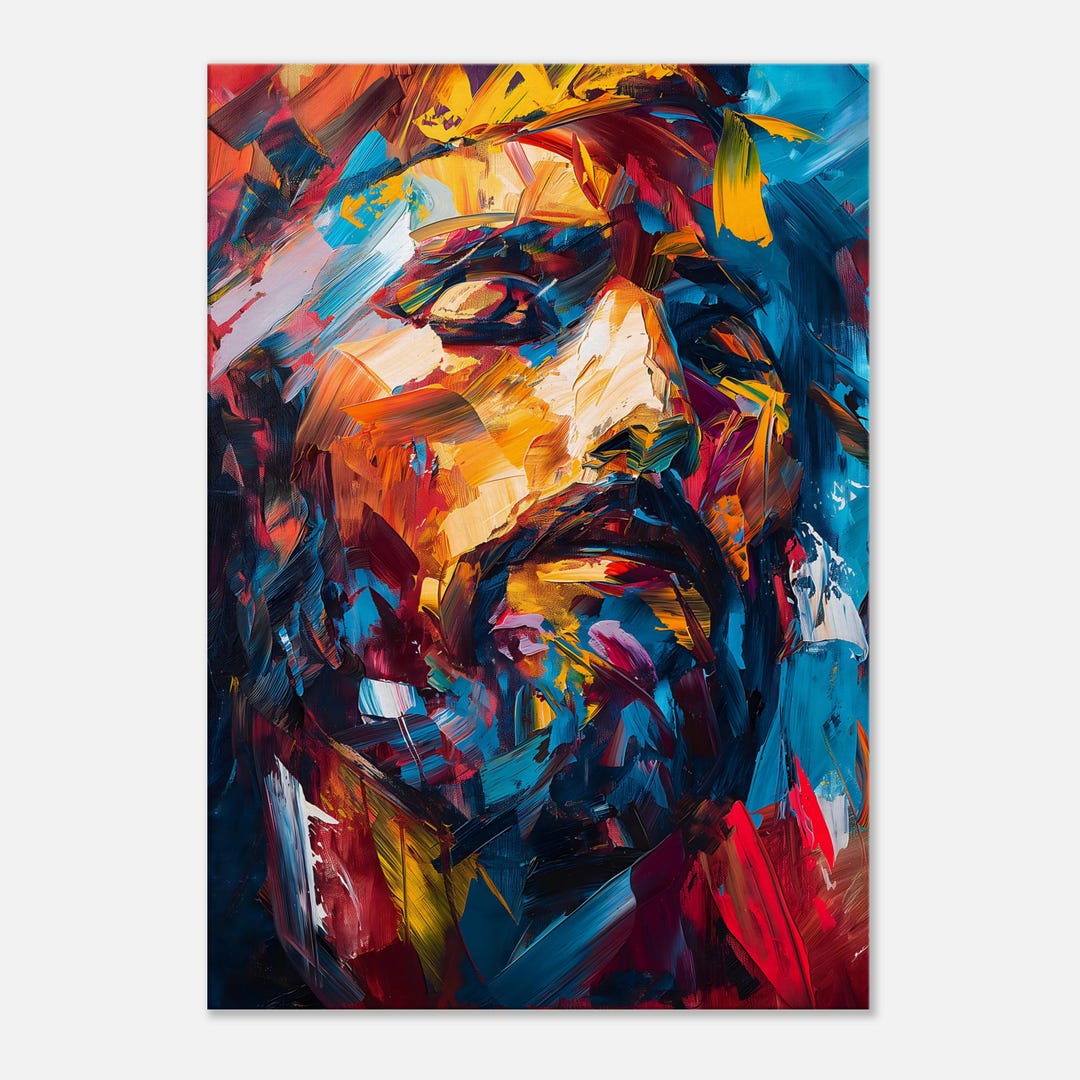 Abstract Jesus Christ Painting Printed on Canvas, Modern Religious Art ...