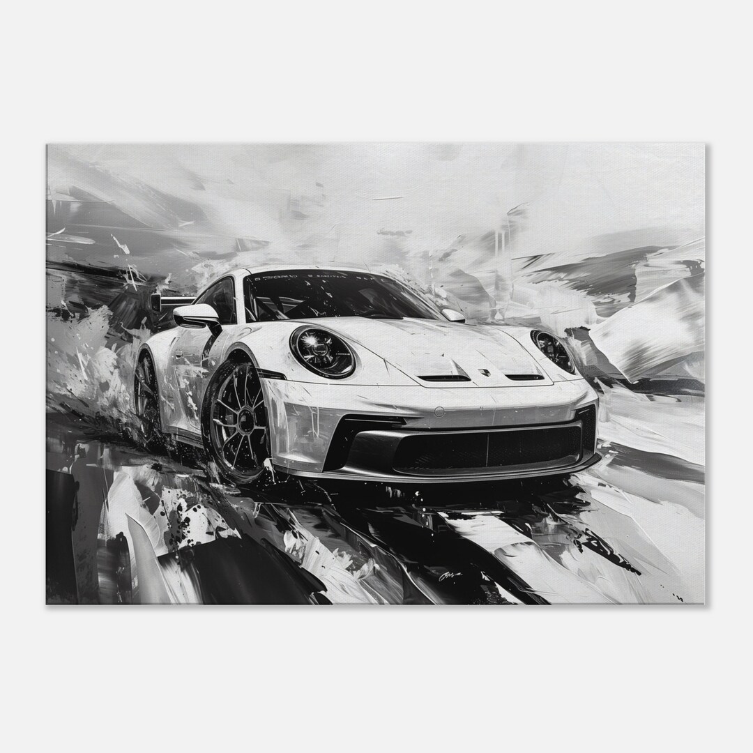 Porsche 911 GT3 Black Canvas Pop Art Wall Mural Colorful Porsche Canvas ...