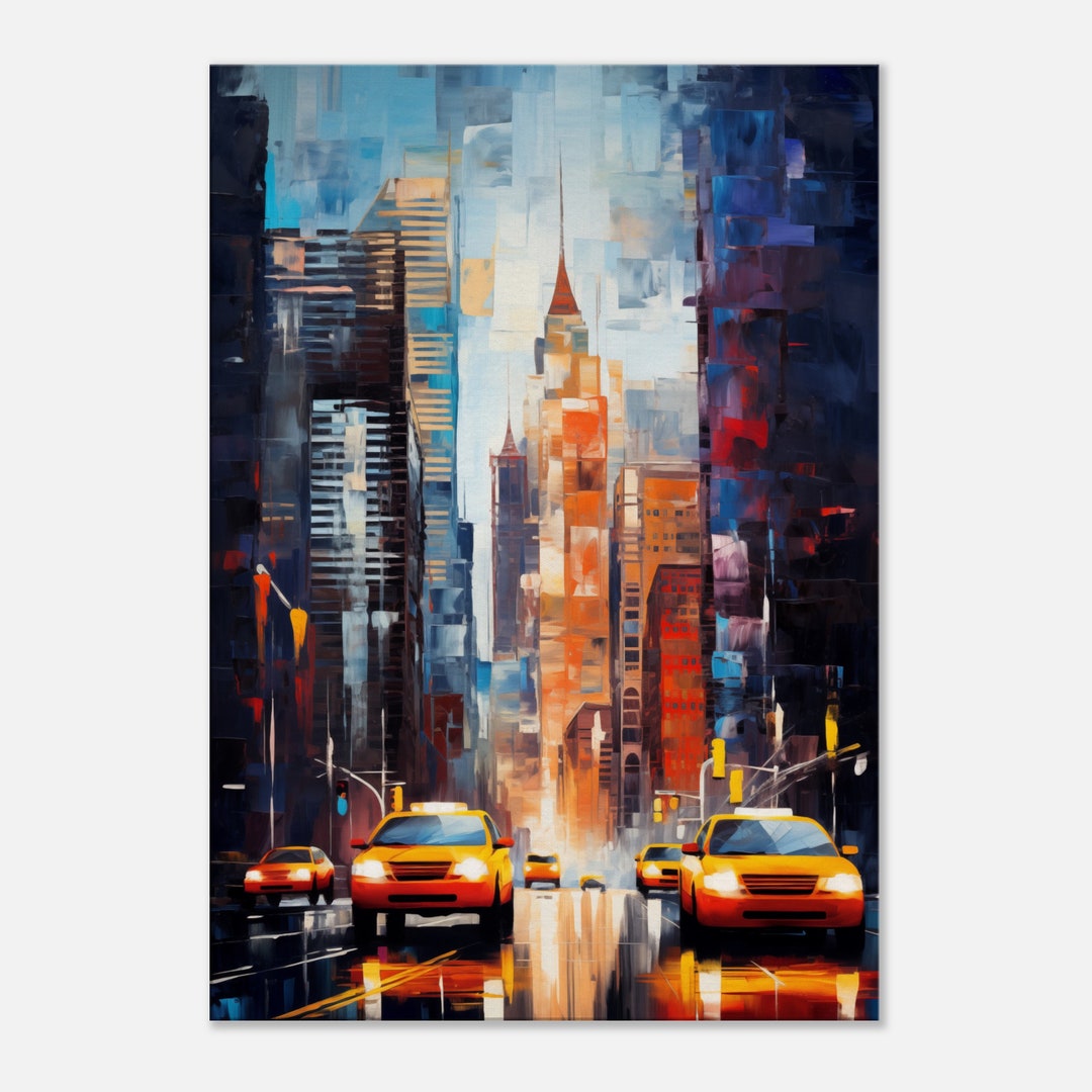 New York Metropolis Abstract Printed on Canvas, NY Wall Art, Art ...