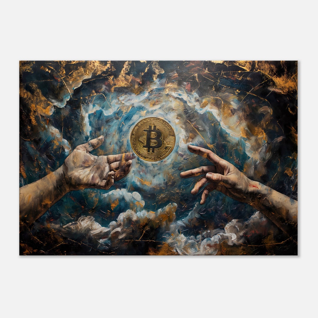 The Creation of Bitcoin Printed on Canvas, Crypto Painting ...