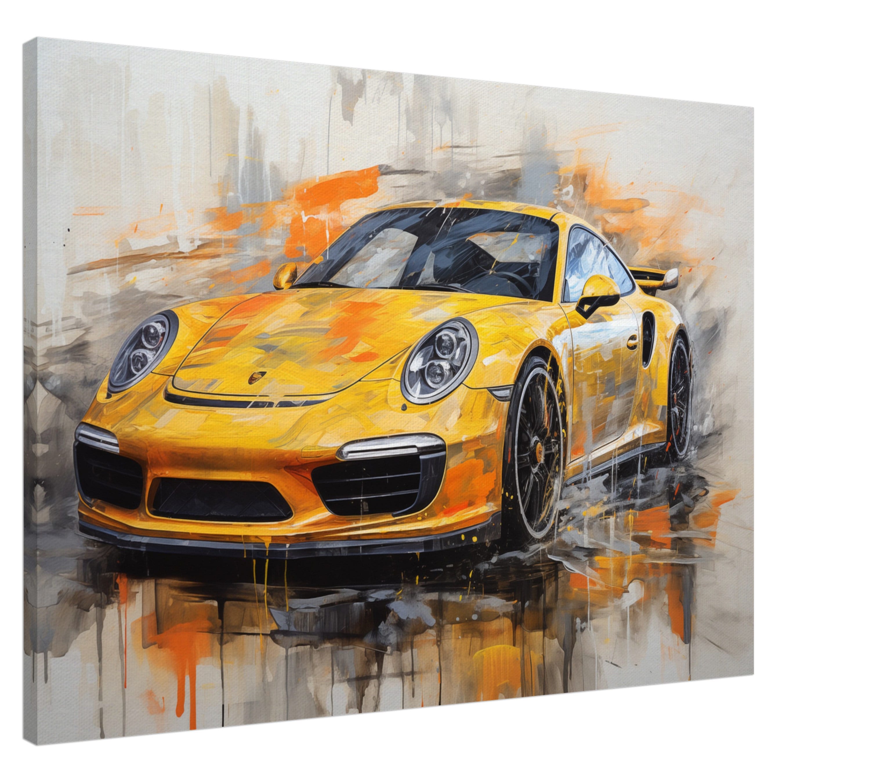 Porsche 911 Turbo S gelb, Leinwand Pop-Art, Wandbild Bunter Porsche ...
