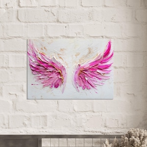 Pink Angel Wings Printed Canvas Art Print Colorful Gift Art Wall ...