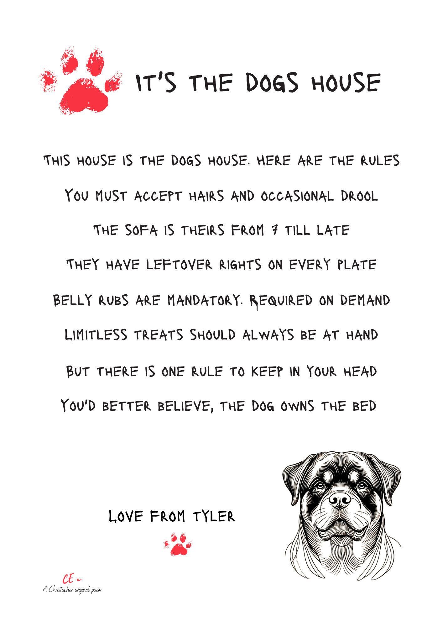This is the Dogs House | Dog Owners Poem Art | Personalised Dog ...