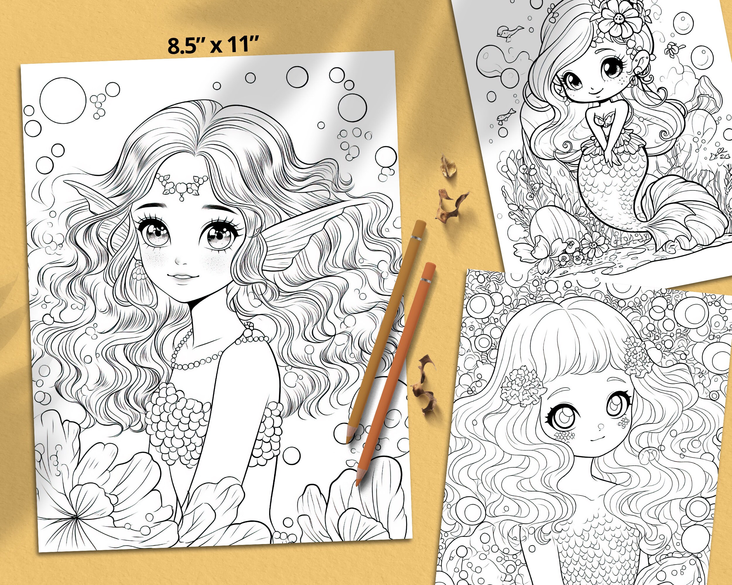 Baby Mermaids Coloring Book Pages for Kids and Adults Instant - Etsy