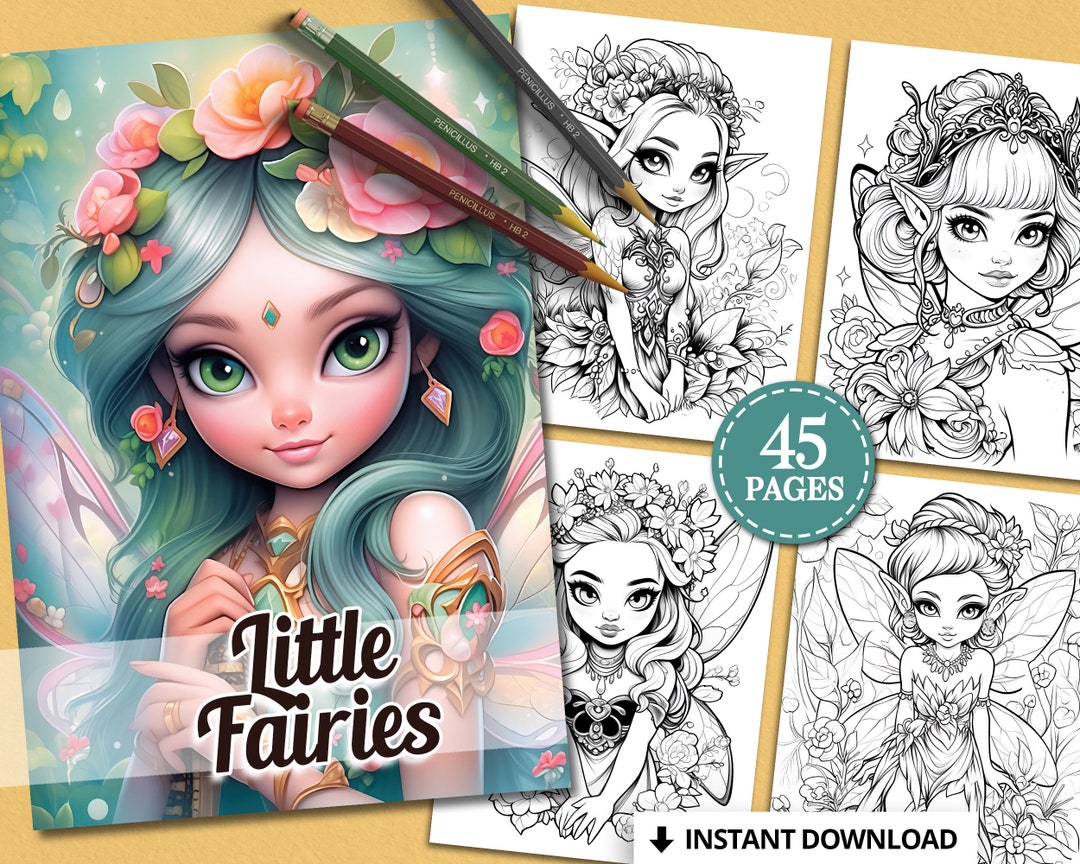 Forest Fairy Fantasy Coloring Book Pages for Adults & Kids Anxiety ...