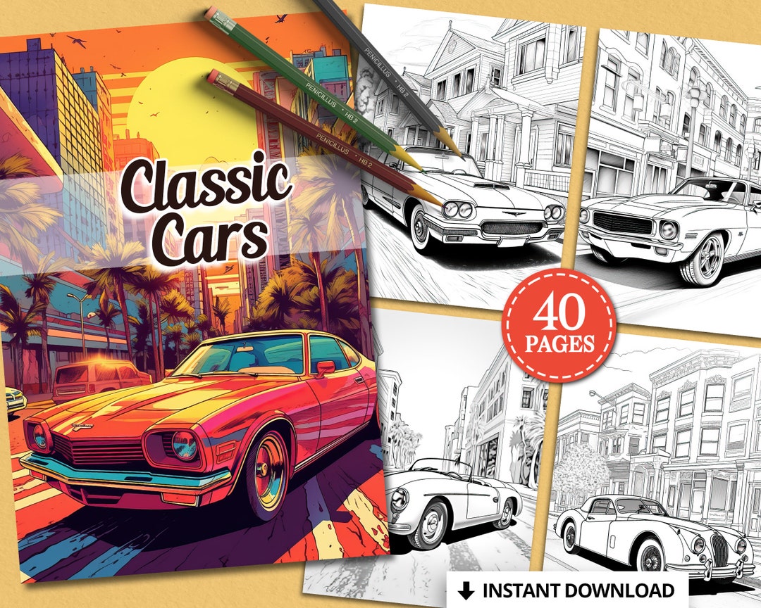 Car Coloring Book Relaxing Coloring Books for Adults & Kids - Etsy