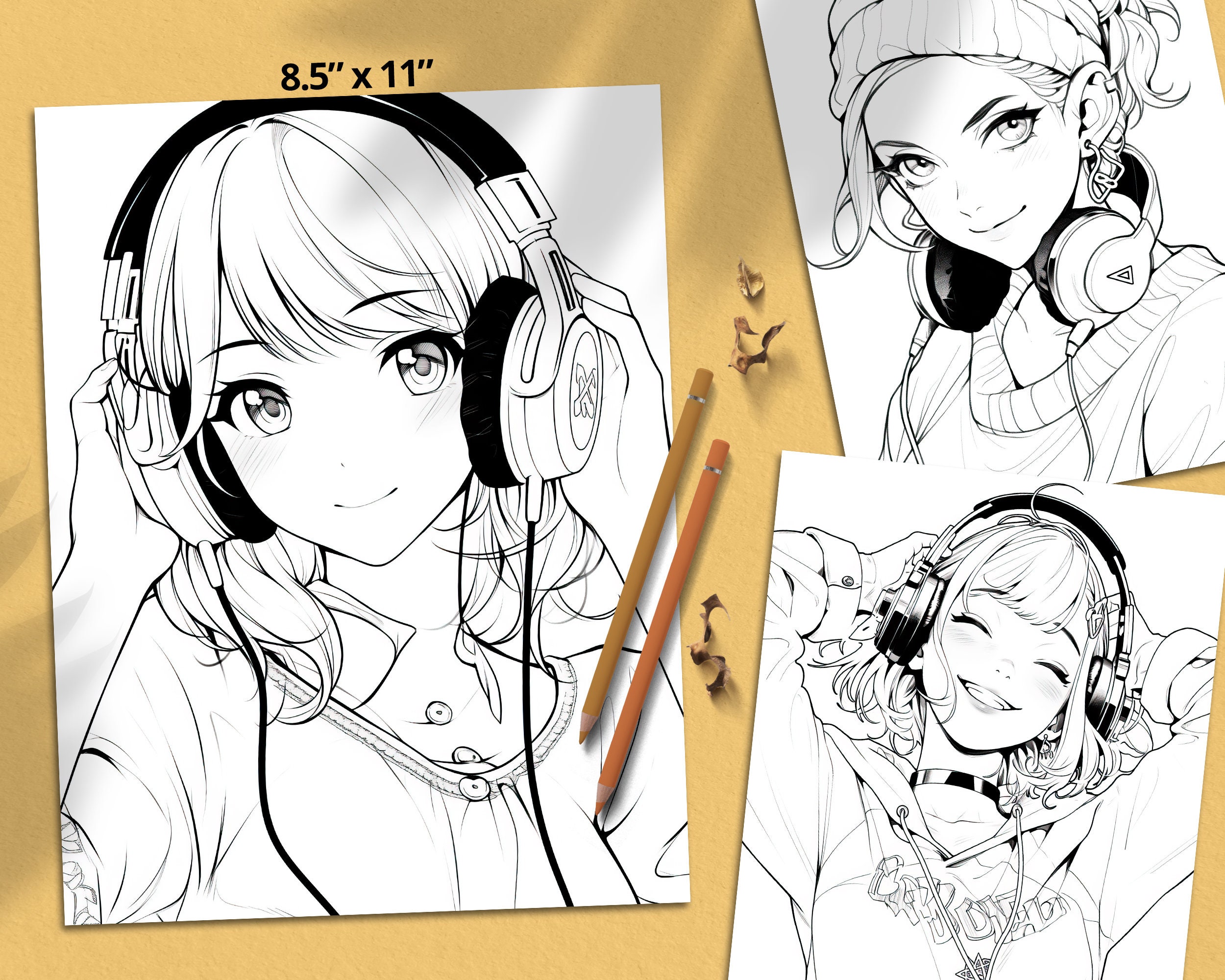 Lofi Anime Girls Coloring Book Pages for Kids and Adults - Etsy