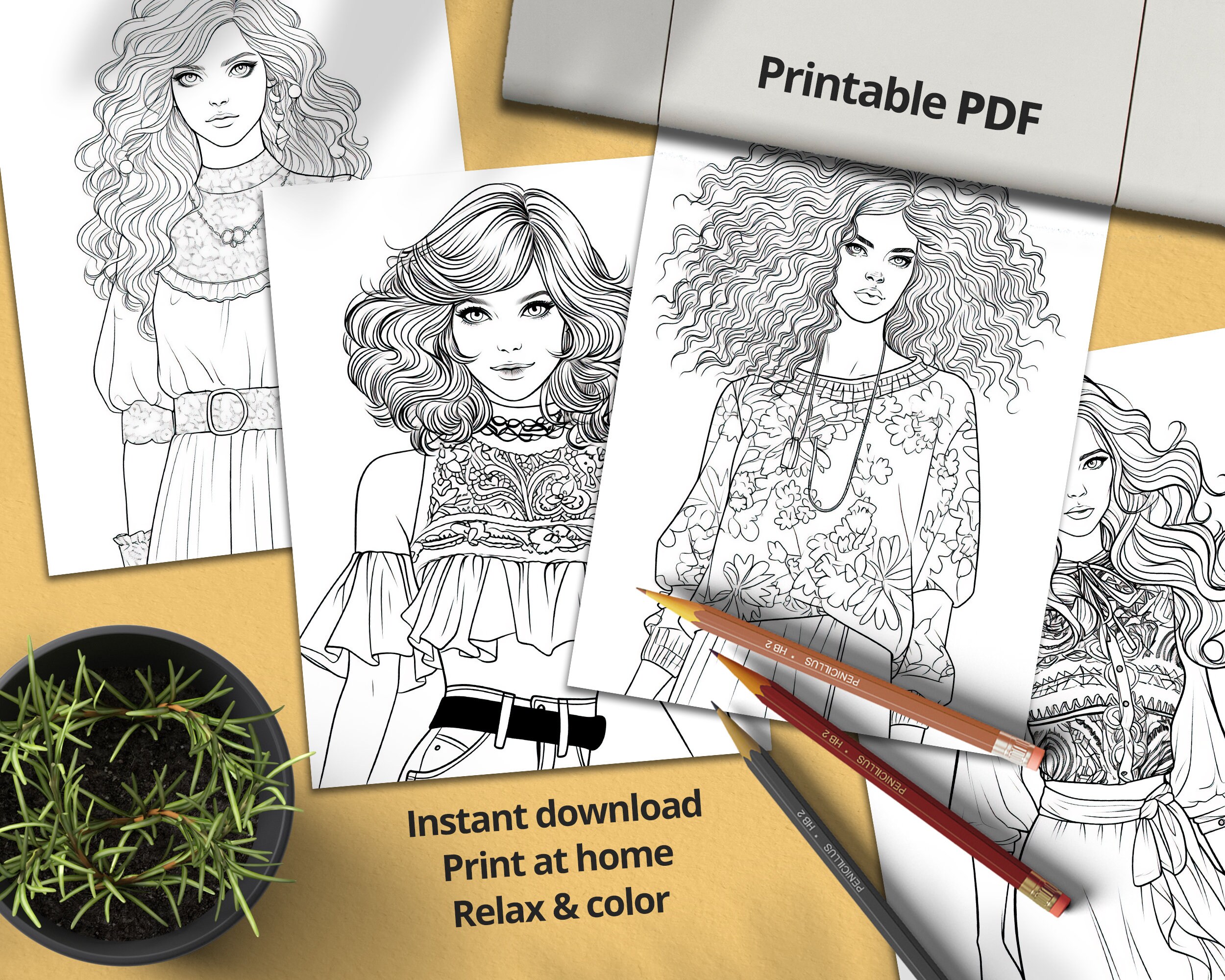 Fashion Coloring Book, 70s Aesthetic, 1970s Disco, Relaxing Coloring ...