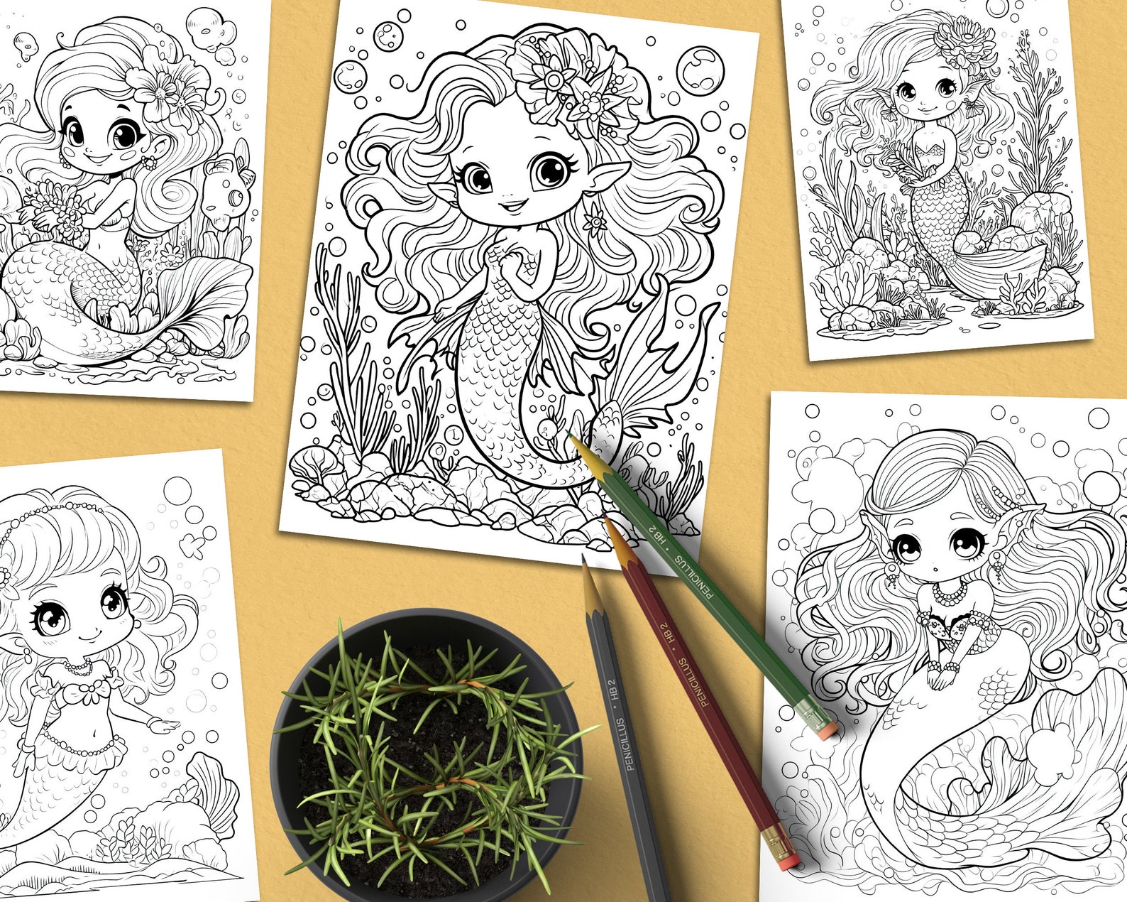 Baby Mermaids Coloring Book Pages for Kids and Adults Instant - Etsy
