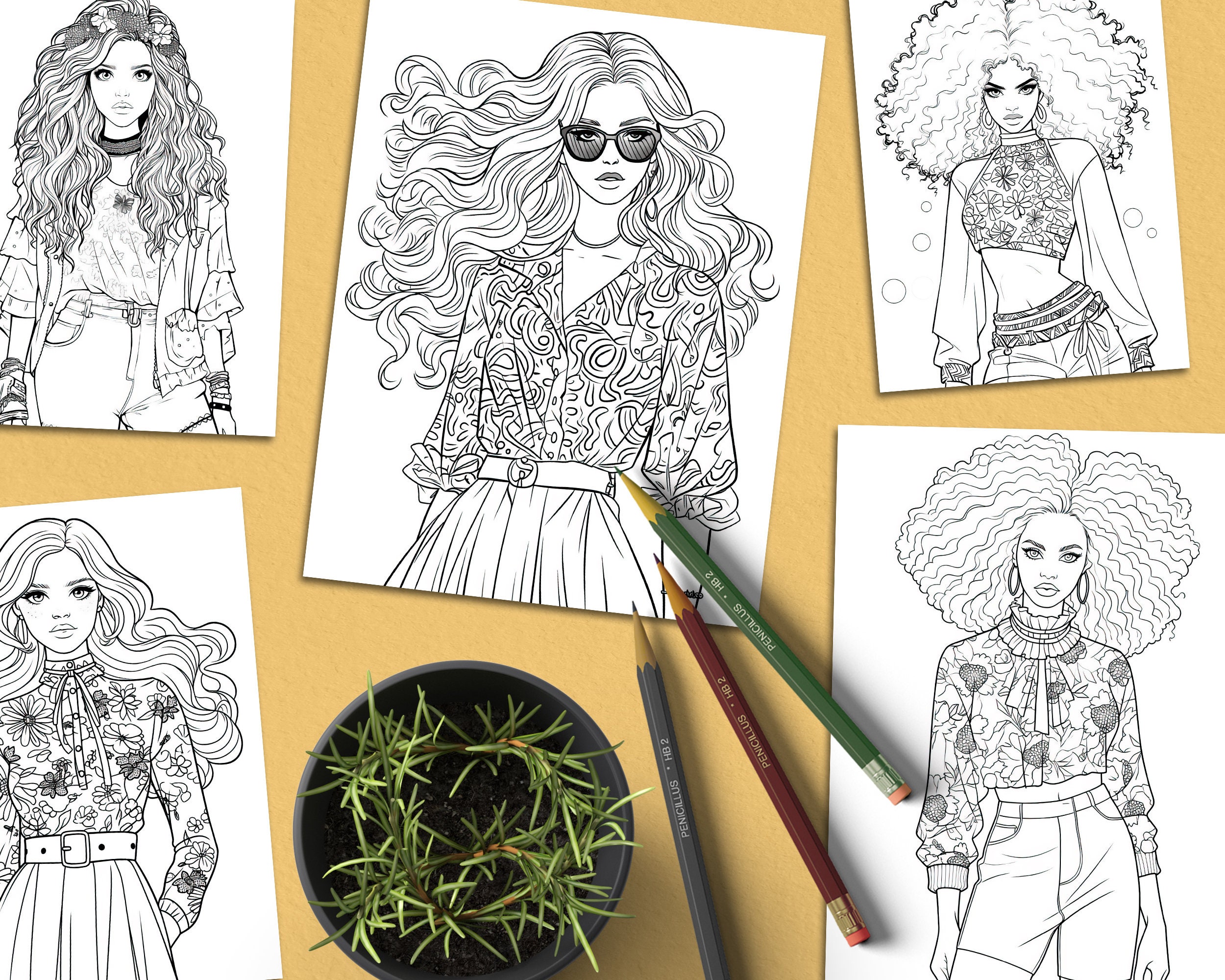 Fashion Coloring Book, 70s Aesthetic, 1970s Disco, Relaxing Coloring ...