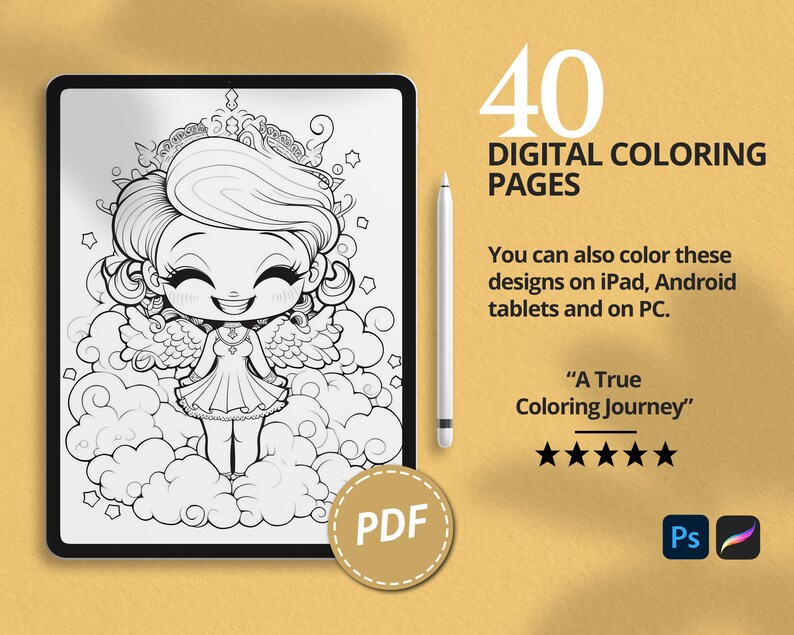 Baby Angels Coloring Book Pages for Kids and Adults, Instant Digital ...