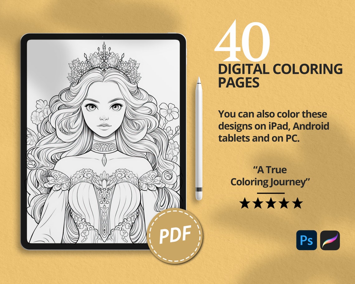 Flower Princess Coloring Book Pages for Kids and Adults - Etsy