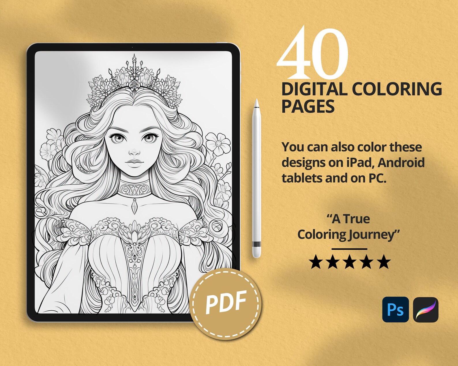 Flower Princess Coloring Book Pages for Kids and Adults - Etsy