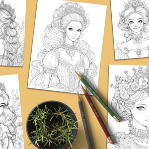 Flower Princess Coloring Book Pages for Kids and Adults - Etsy