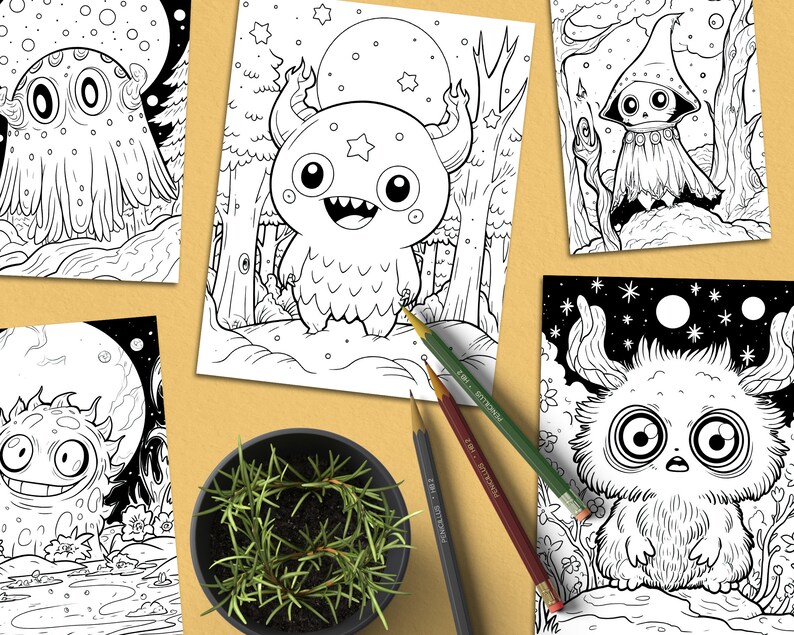 Horror Chibi Coloring Book Pages for Kids and Adults, Instant Digital ...