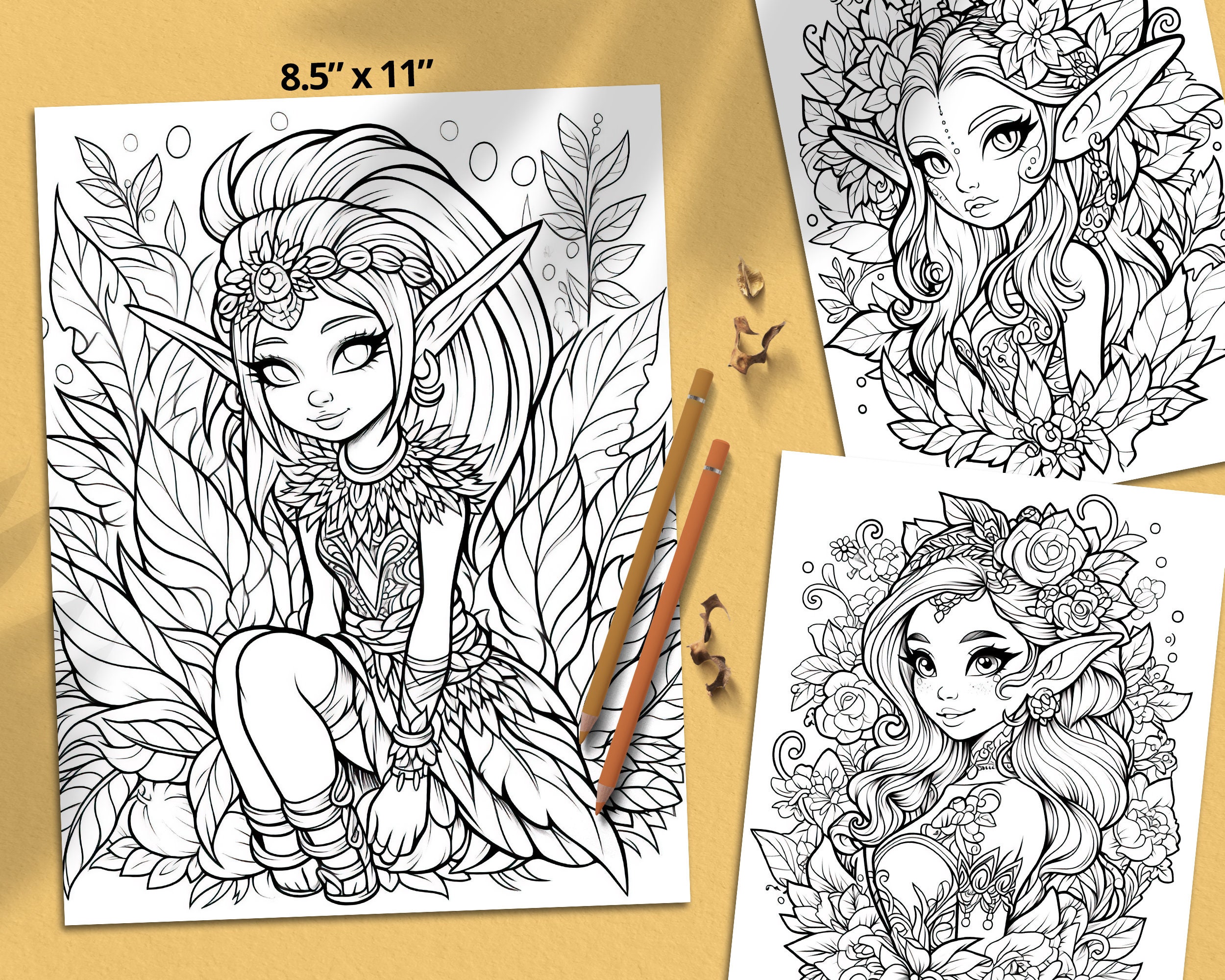 Forest Elf, Fantasy Coloring Book, Enchanted Forest, Elf Girl, Relaxing ...
