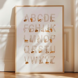 Woodland Animals Alphabet Poster, Cute Boho ABC Nursery Wall Art, My ...