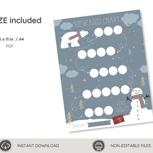 Winter Reward Chart for Toddlers Cute Polar Bear & Snowman Designs ...