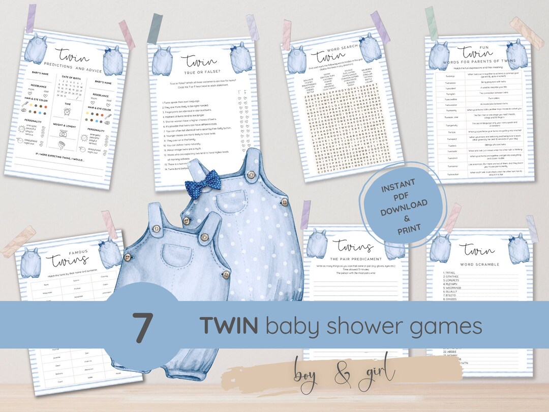 Twin Boy&girl Baby Shower Games Bundle, Twin Shower Game Kit, Creative ...