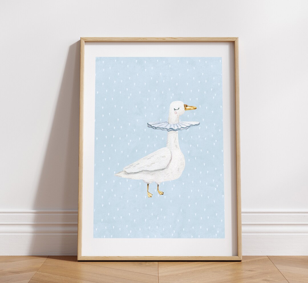 Silly Goose Wall Art, Soft Dusty Blue Goose Poster, Silly Goose Nursery ...