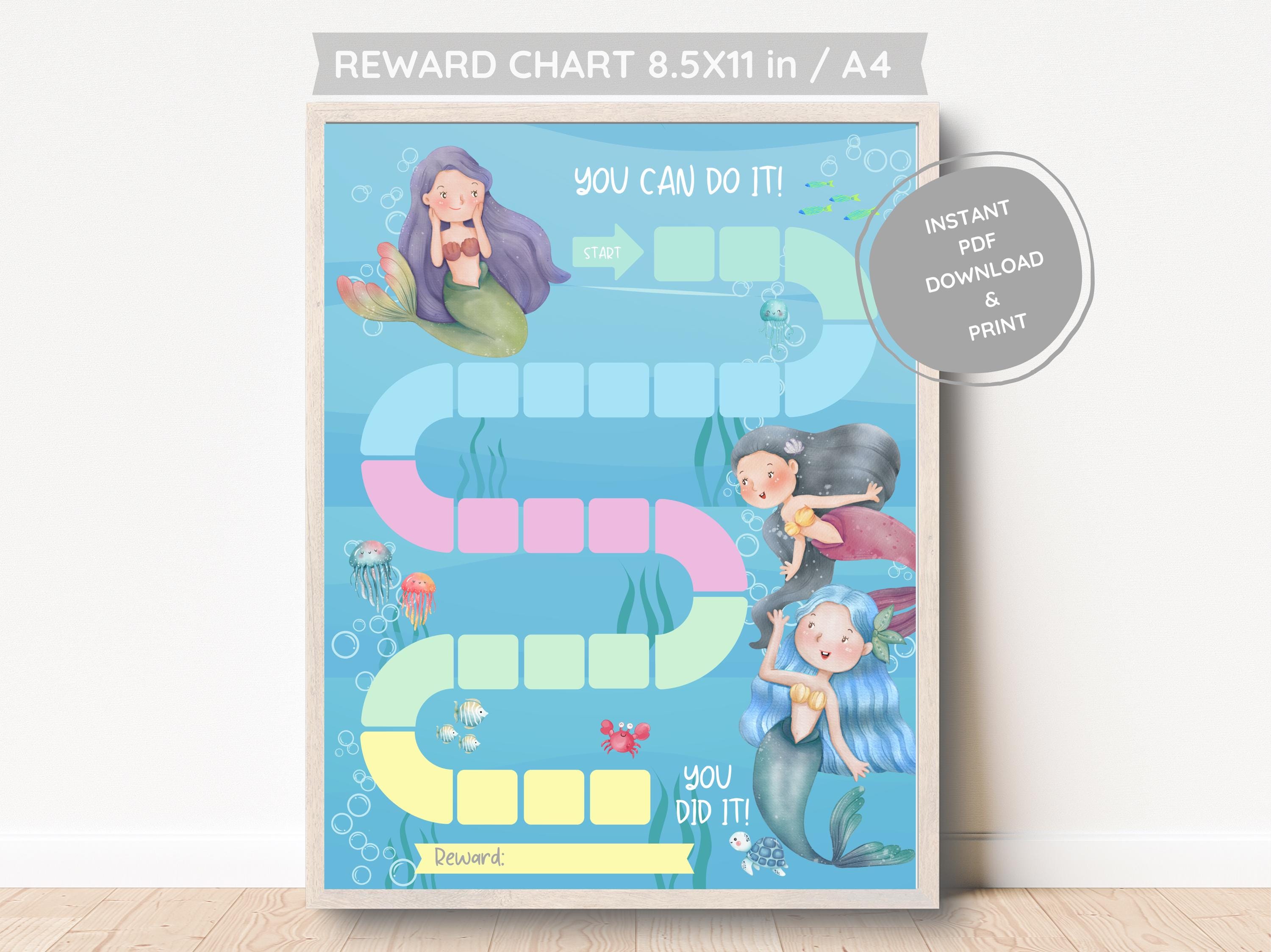 Kawaii Reward Chart, Under the Sea Potty Chart, Cute Mermaid Princess ...