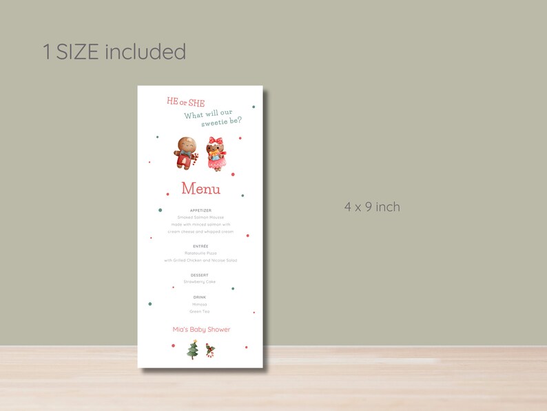 Gingerbread Man Gender Reveal Menu Template, Gingerbread Boy&girl ...