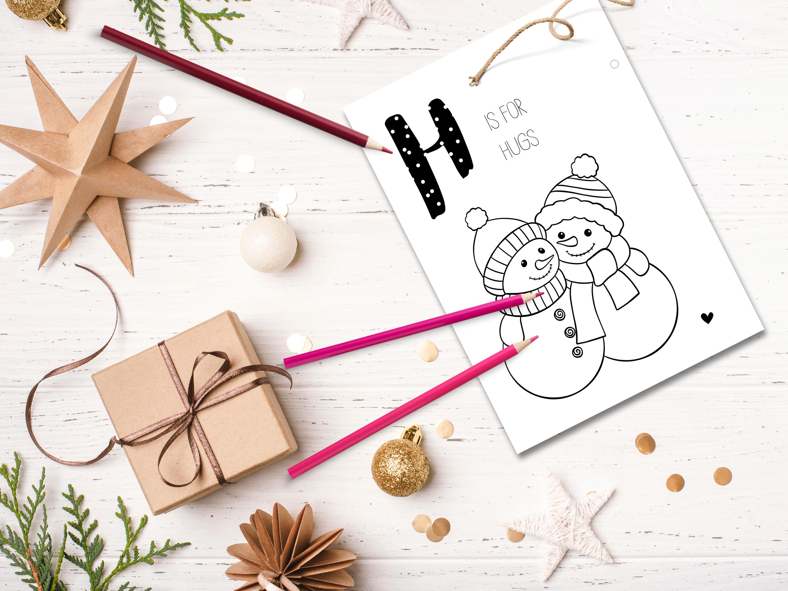 Printable Santa ABC Coloring Book for Kids, Xmas Crafts Winter Coloring ...