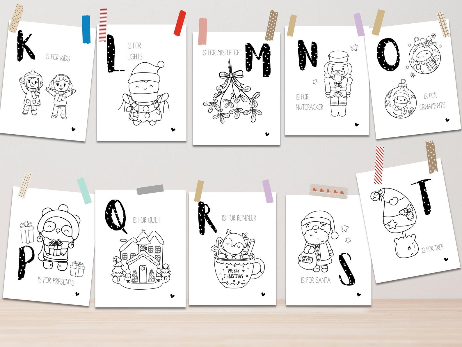 Printable Santa ABC Coloring Book for Kids, Xmas Crafts Winter Coloring ...