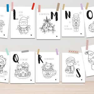 Printable Santa ABC Coloring Book for Kids, Xmas Crafts Winter Coloring ...