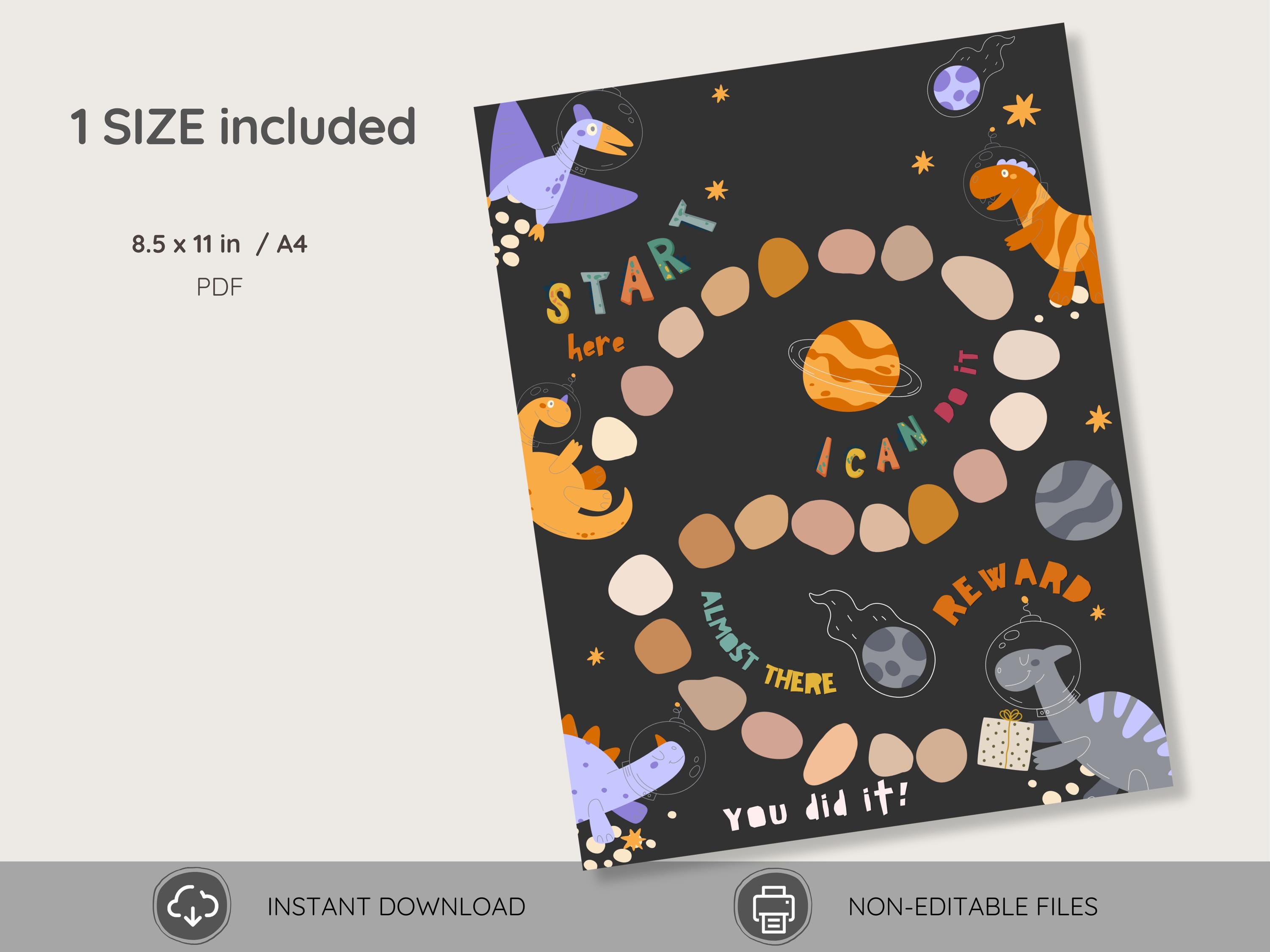 Astronaut Dino Reward Chart, Pastel Dinosaur Potty Chart, Cute ...