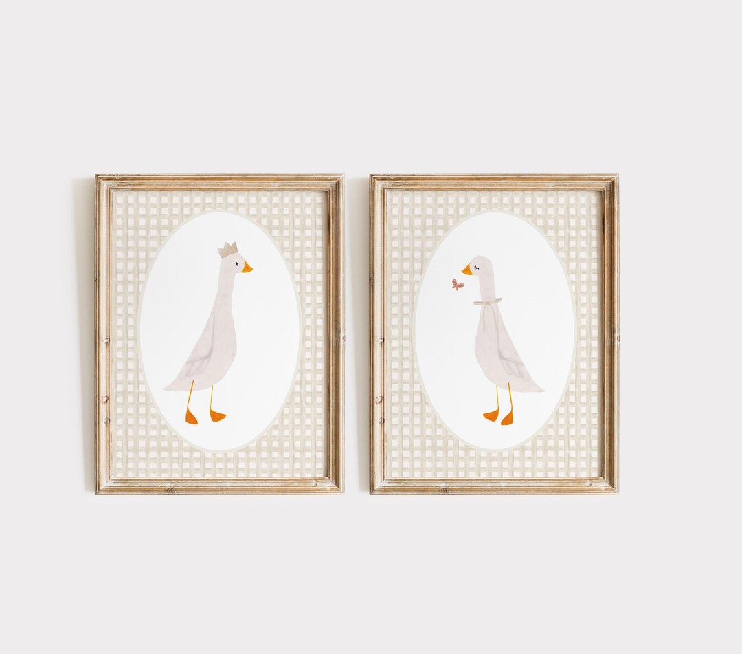 Vintage Goose & Gander Wall Art, Silly Goose Family Nursery, Beige ...