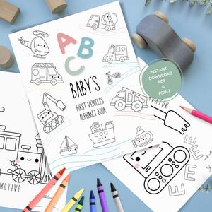 Printable Baby's 1st ABC Coloring Book, Baby Shower Craft, Cars ...
