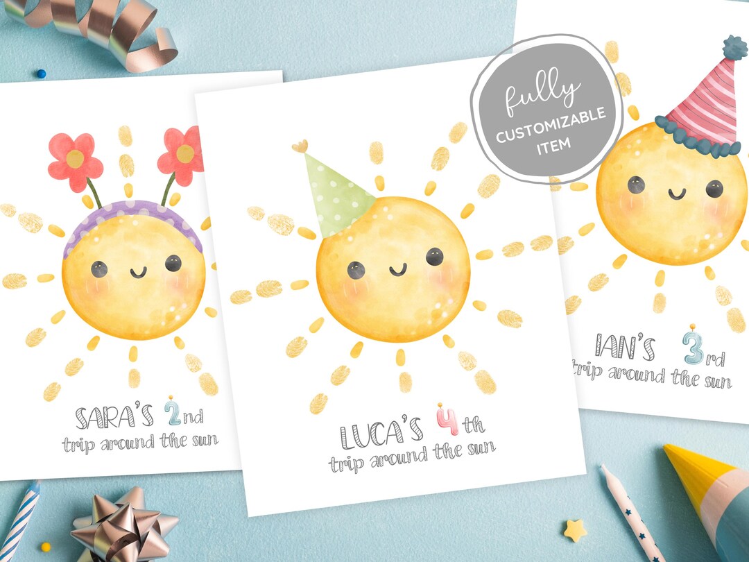 Custom-made Sun Birthday Fingerprint Guest Book for Kids Ray of Sun ...
