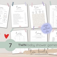 TWIN Baby Shower Games BUNDLE, 45 Twins Baby Shower Activity, Twin ...