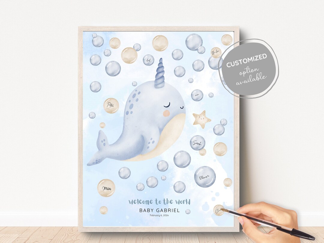 Sea Creatures Guest Book, Baby Shower Guest Book, Creative Baby Shower ...