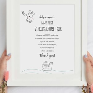 Printable Baby's 1st ABC Coloring Book, Baby Shower Craft, Cars ...