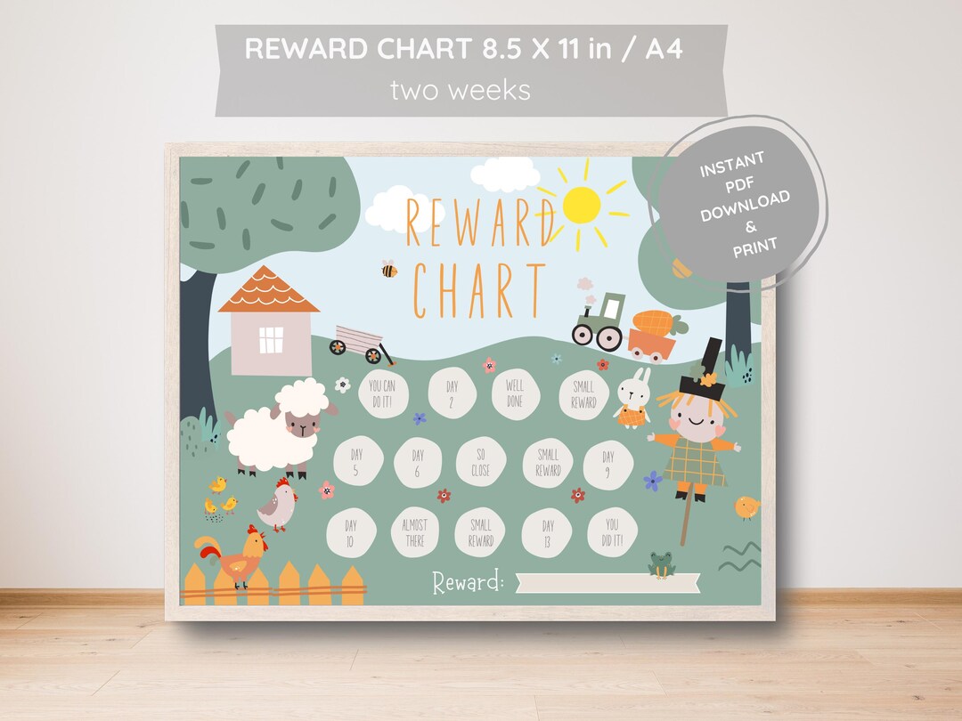Farm Animal Reward Chart for Kids - Colorful Behavior Tracker ...