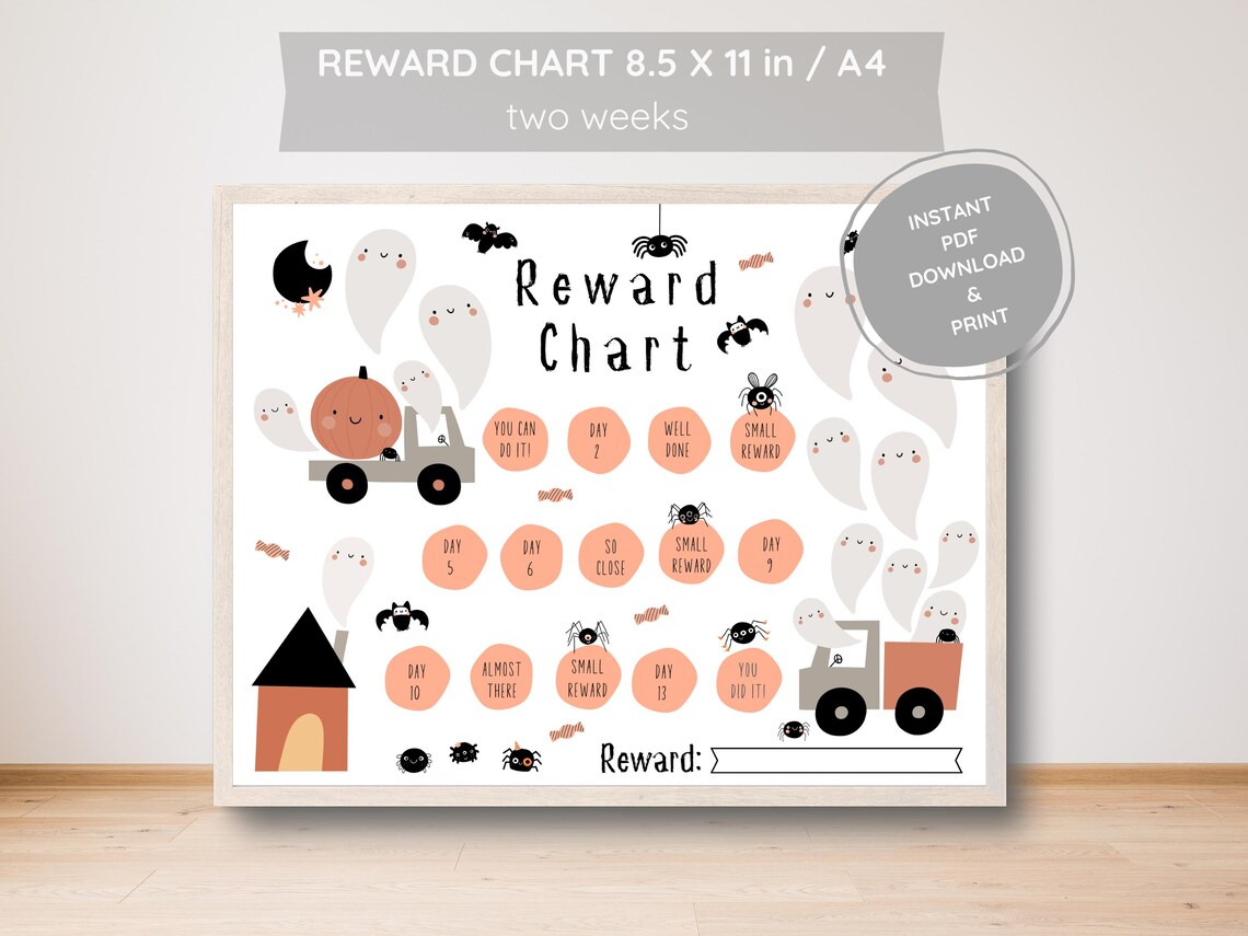 Spooky Halloween Reward Chart for Kids, Ghostly Pumpkin Behavior ...