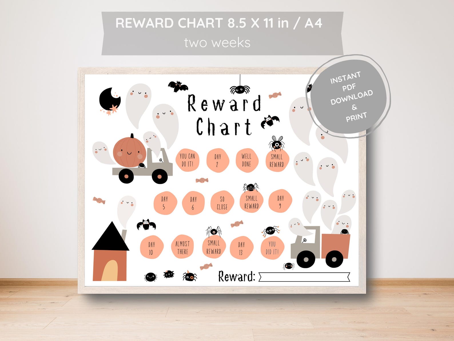Spooky Halloween Reward Chart for Kids, Ghostly Pumpkin Behavior ...