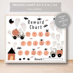 Spooky Halloween Reward Chart for Kids, Ghostly Pumpkin Behavior ...