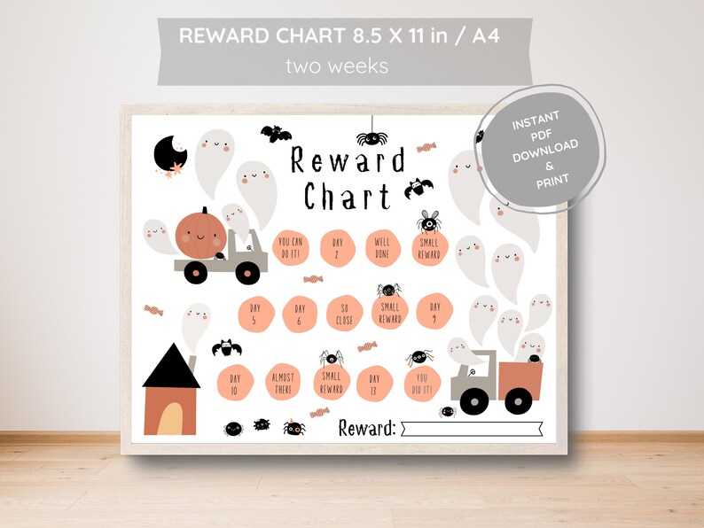 Spooky Halloween Reward Chart for Kids, Ghostly Pumpkin Behavior ...