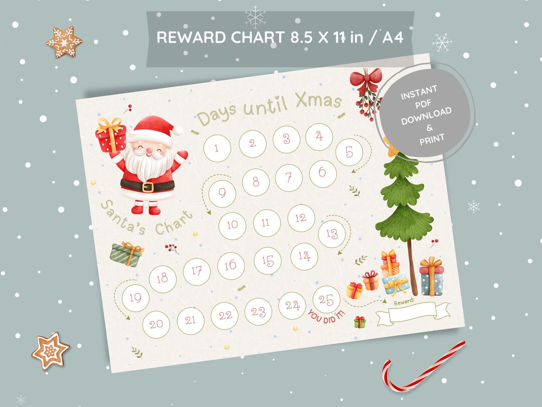 25 Days of Christmas Fun Santa's December Reward Chart for Kids ...