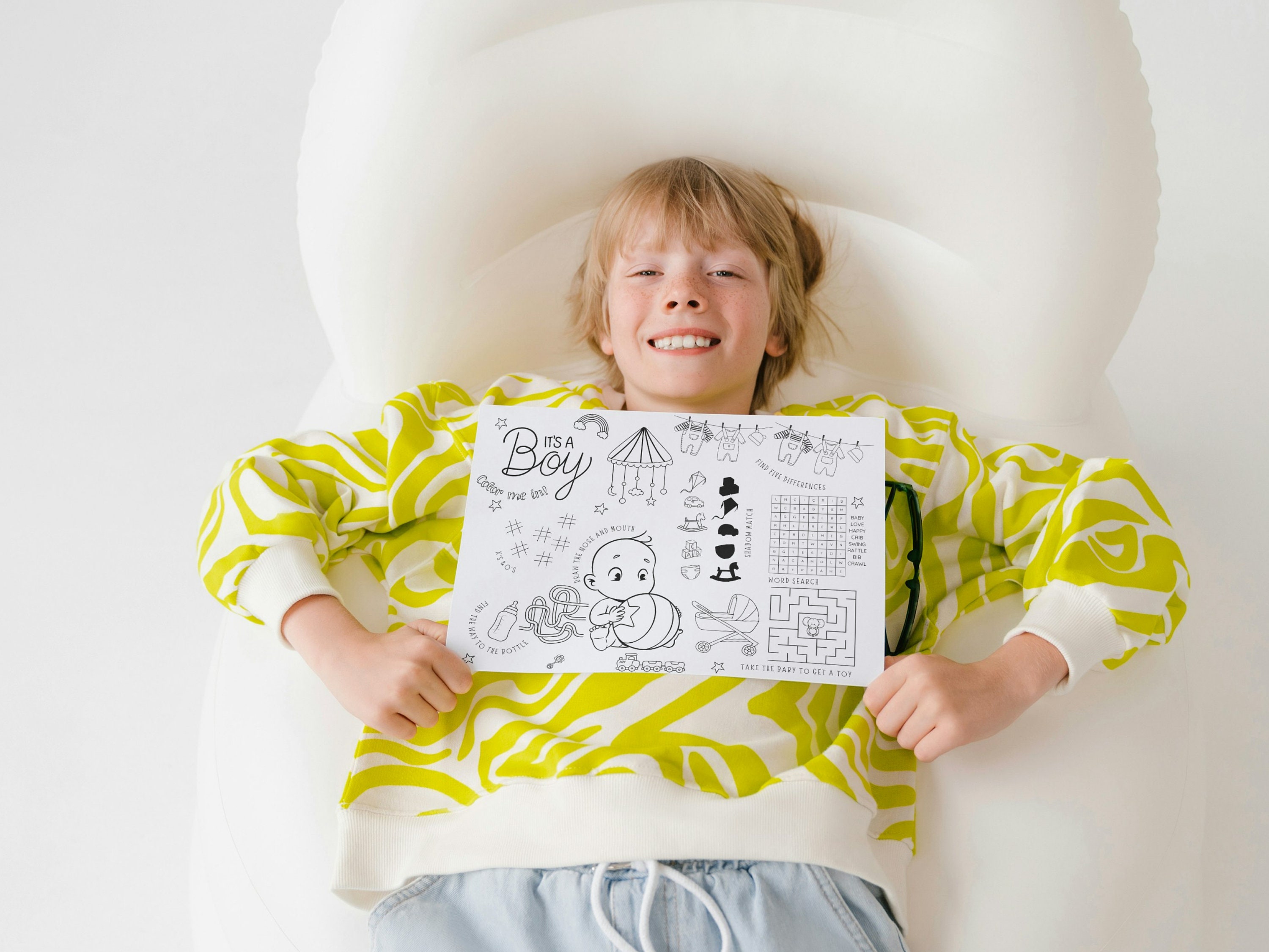 Baby Shower Activity Mat for Kids, Baby Shower Placemat, Downloadable ...