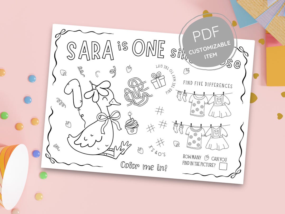 Silly Goose Birthday Activity Sheet: Party Placemat & Coloring Page - Etsy