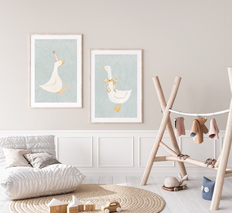 Silly Goose Wall Art Soft Sage Green Goose Poster Silly Goose Nursery ...