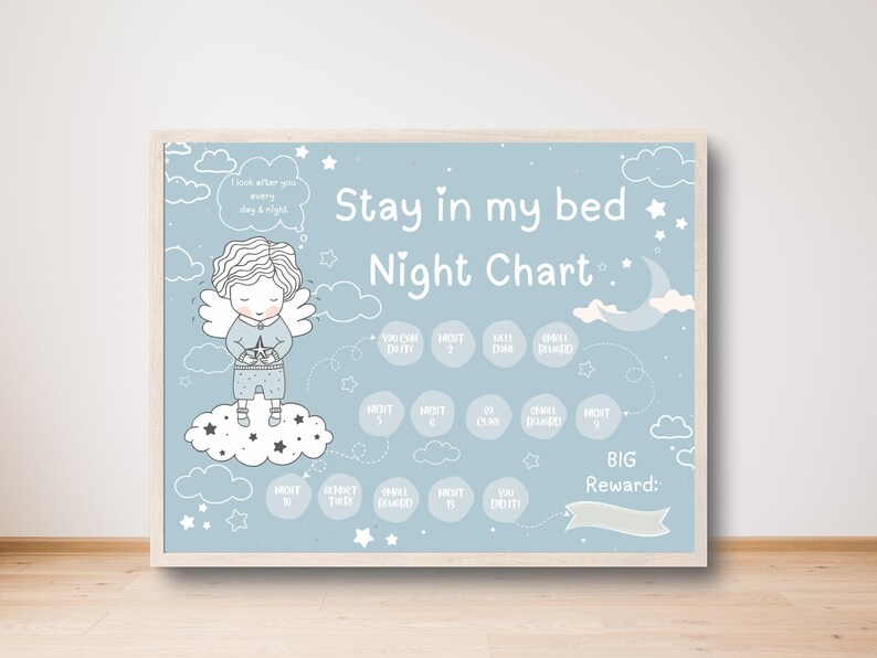 Boys' 2 Week Sleep Reward Chart - Cute Guardian Angel Design in Soft ...