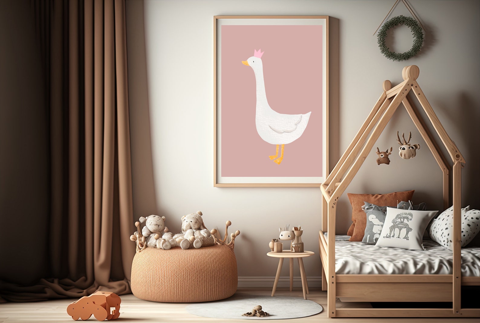 Silly Goose Wall Art, Pastel Pink Goose Poster, Silly Goose Nursery ...