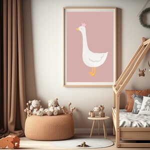 Silly Goose Wall Art, Pastel Pink Goose Poster, Silly Goose Nursery ...