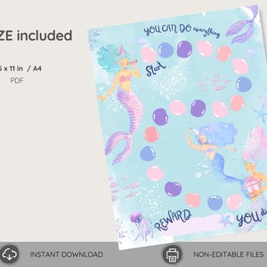 Mermaids Reward Chart for Girls Ocean Potty Chart Cute Mermaid ...