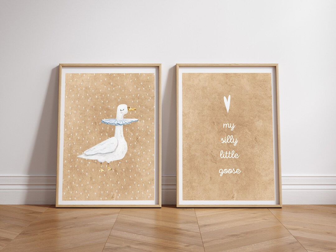 Silly Goose Wall Art, Limewash Cinnamon Beige Goose Poster, Silly Goose ...